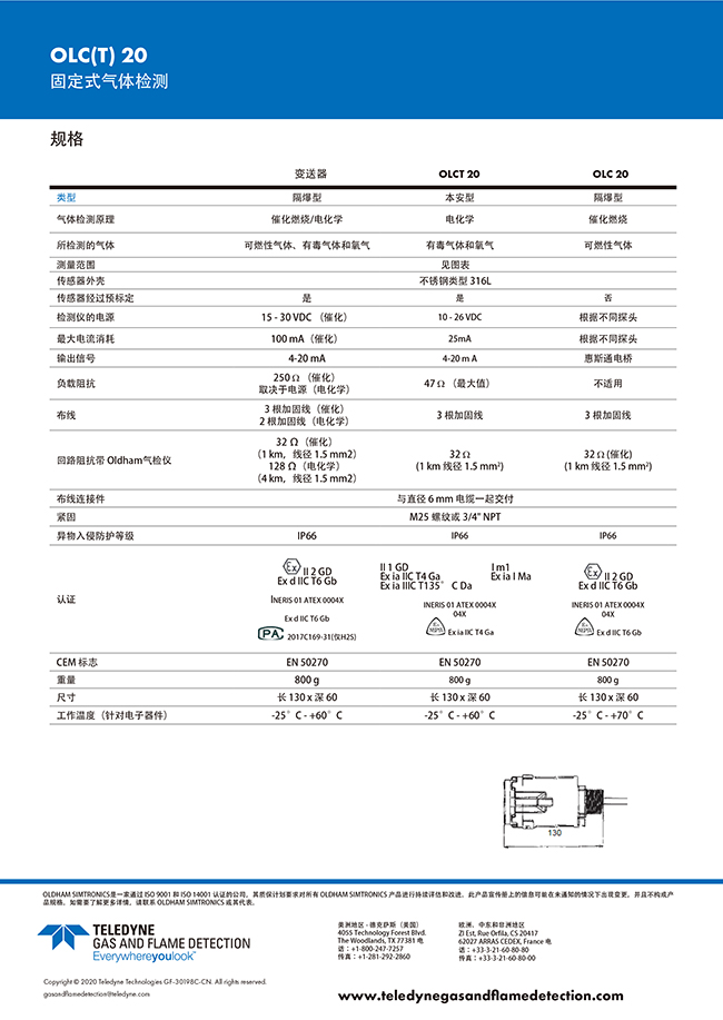 奥德姆 固定式气体检测仪 OLCT 20-友洽（上海）国际贸易有限公司 官网